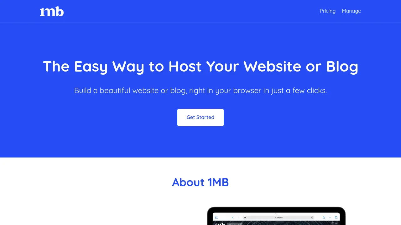 1MB - The Easy Way to Host Your Website or Blog
