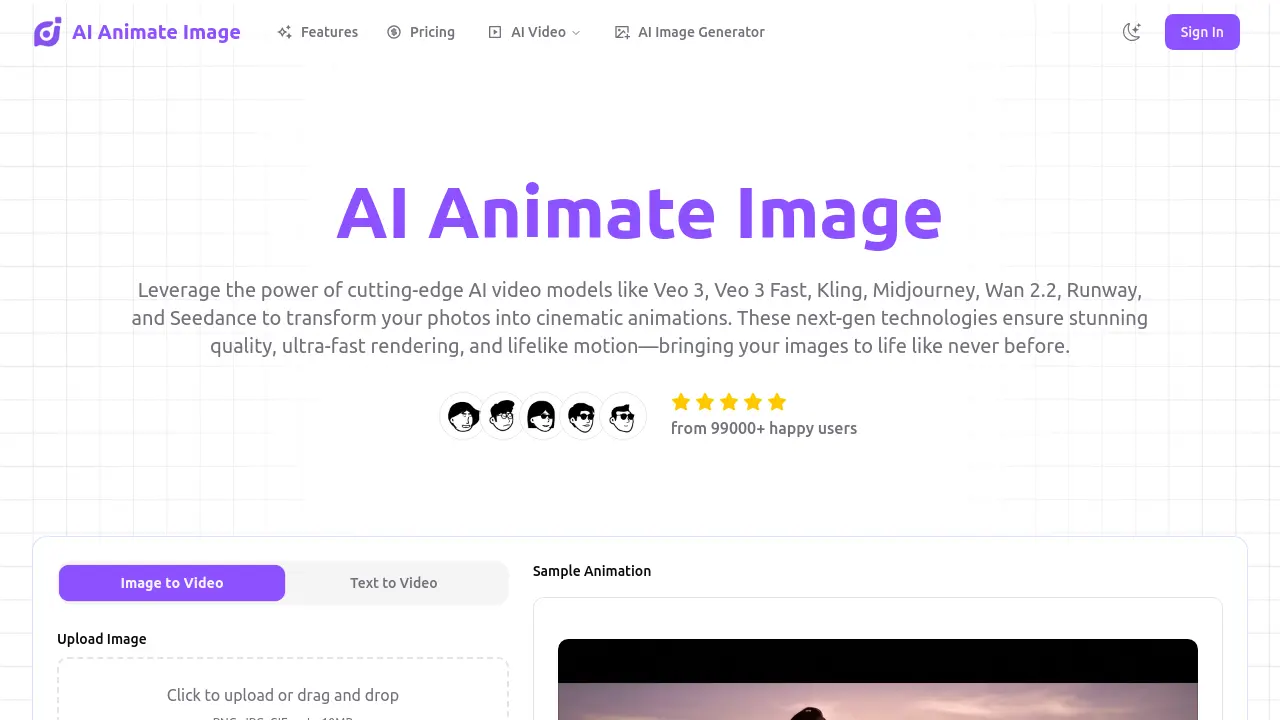 AI Animate Image - Transform static photos into cinematic animations ...