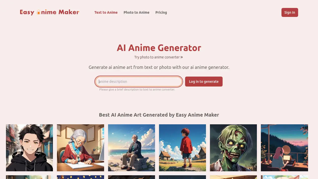 ai-animegenerator.org - Generate AI Anime Art from Text or Photo
