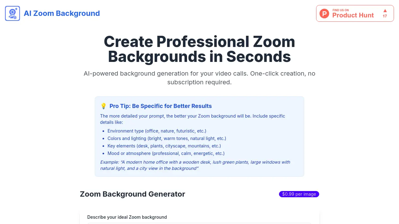 AI Zoom Background - Create Professional Zoom Backgrounds in Seconds