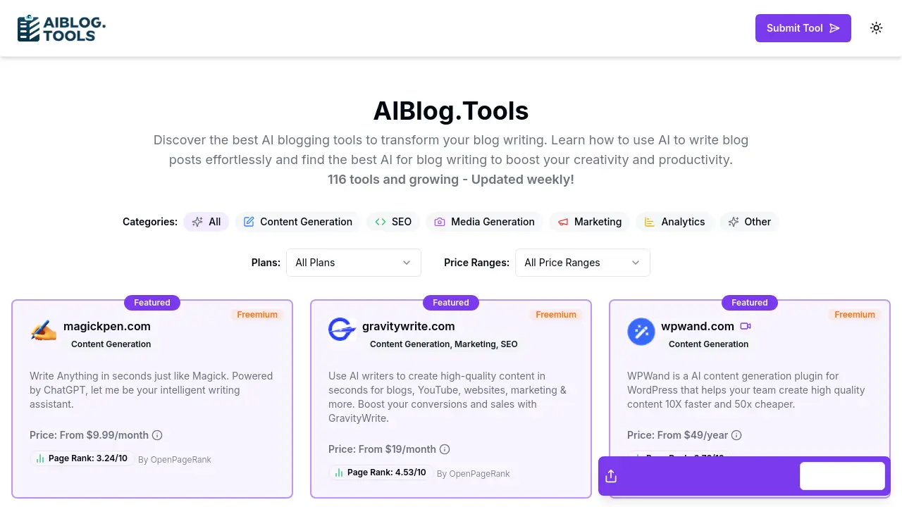 AIBlog.Tools - Discover and Compare the Best AI Blogging Tools