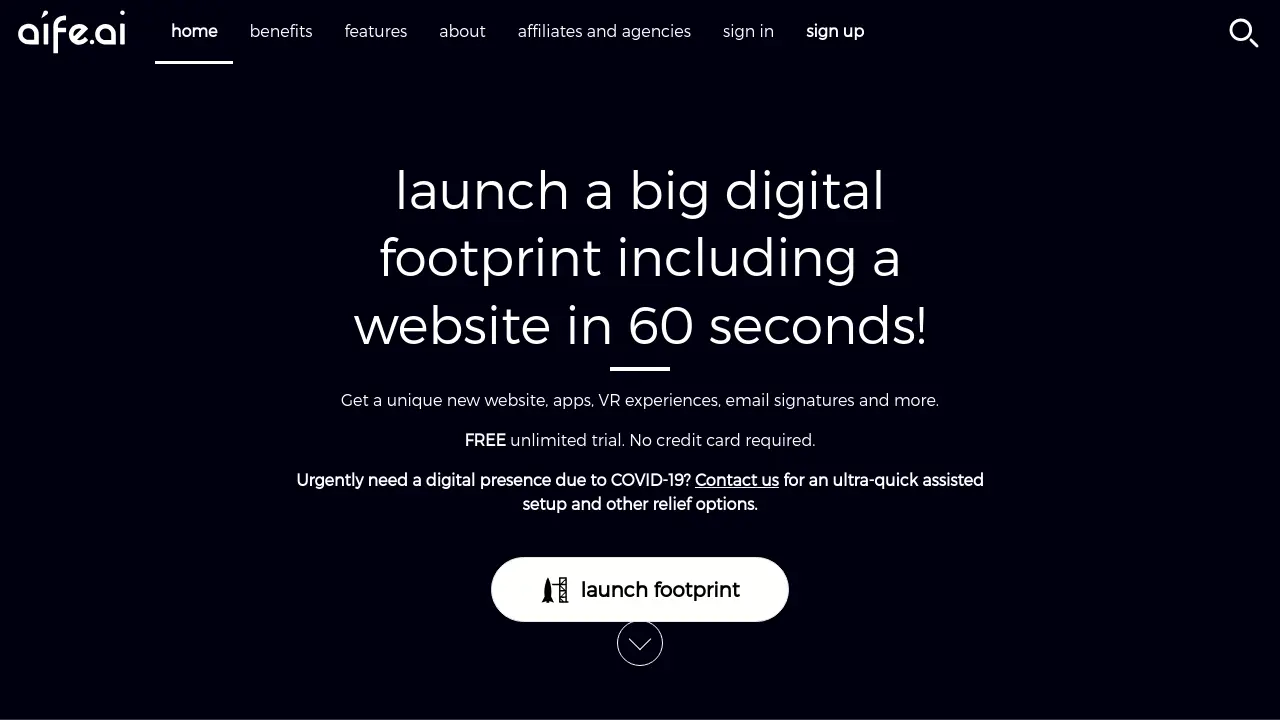 AIFE.AI - Launch a big digital footprint including a website in 60 seconds!
