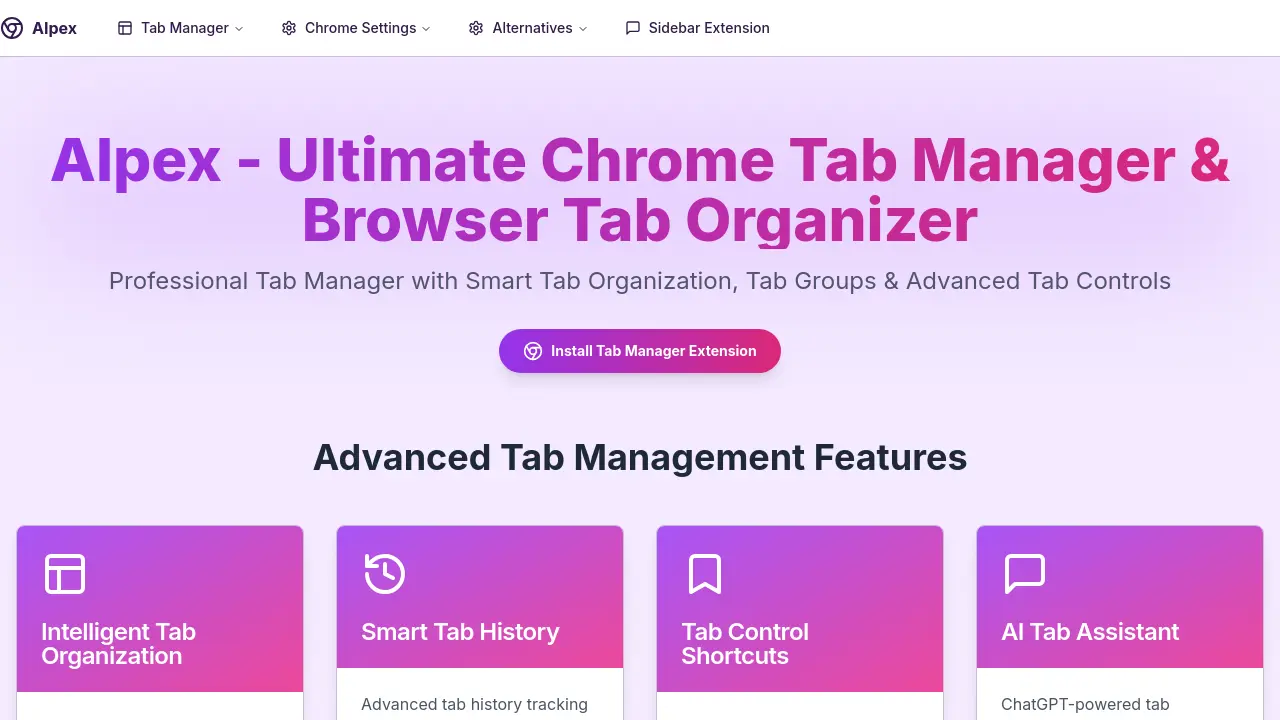 AIpex - Ultimate Chrome Tab Manager & Browser Tab Organizer