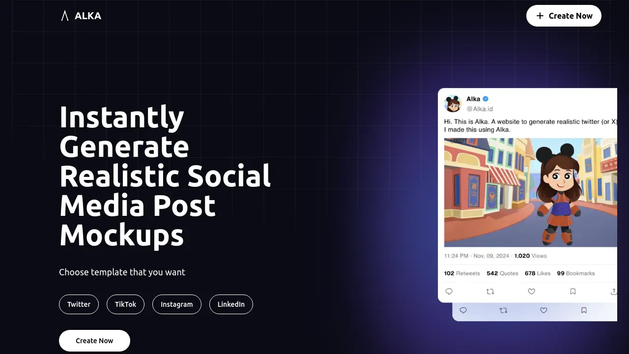 Alka - Instantly Generate Realistic Social Media Post Mockups