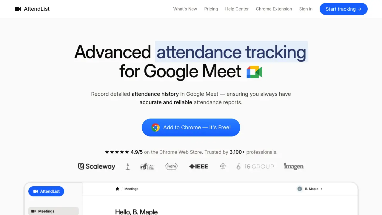 AttendList - Advanced attendance tracking for Google Meet