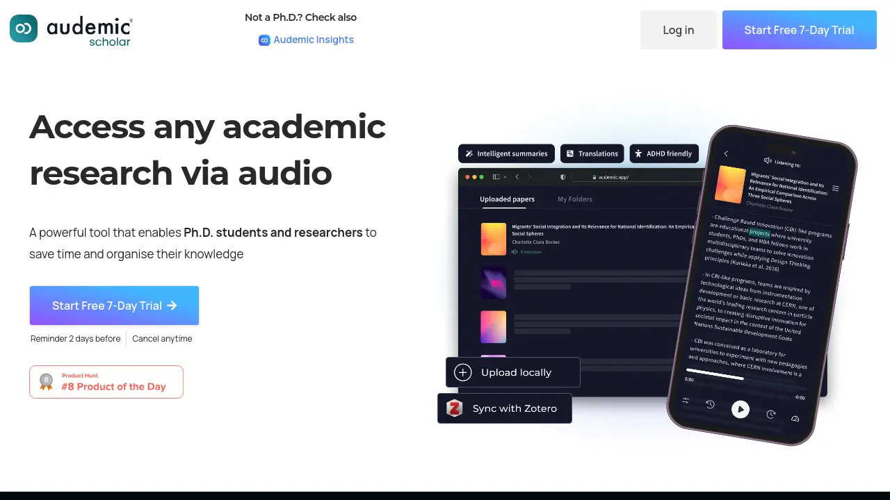 Audemic Scholar - Access any academic research via audio