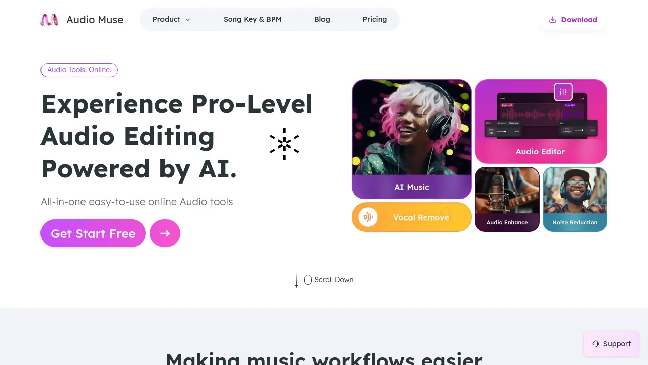 Audio Muse - Experience Pro-Level Audio Editing Powered by AI.