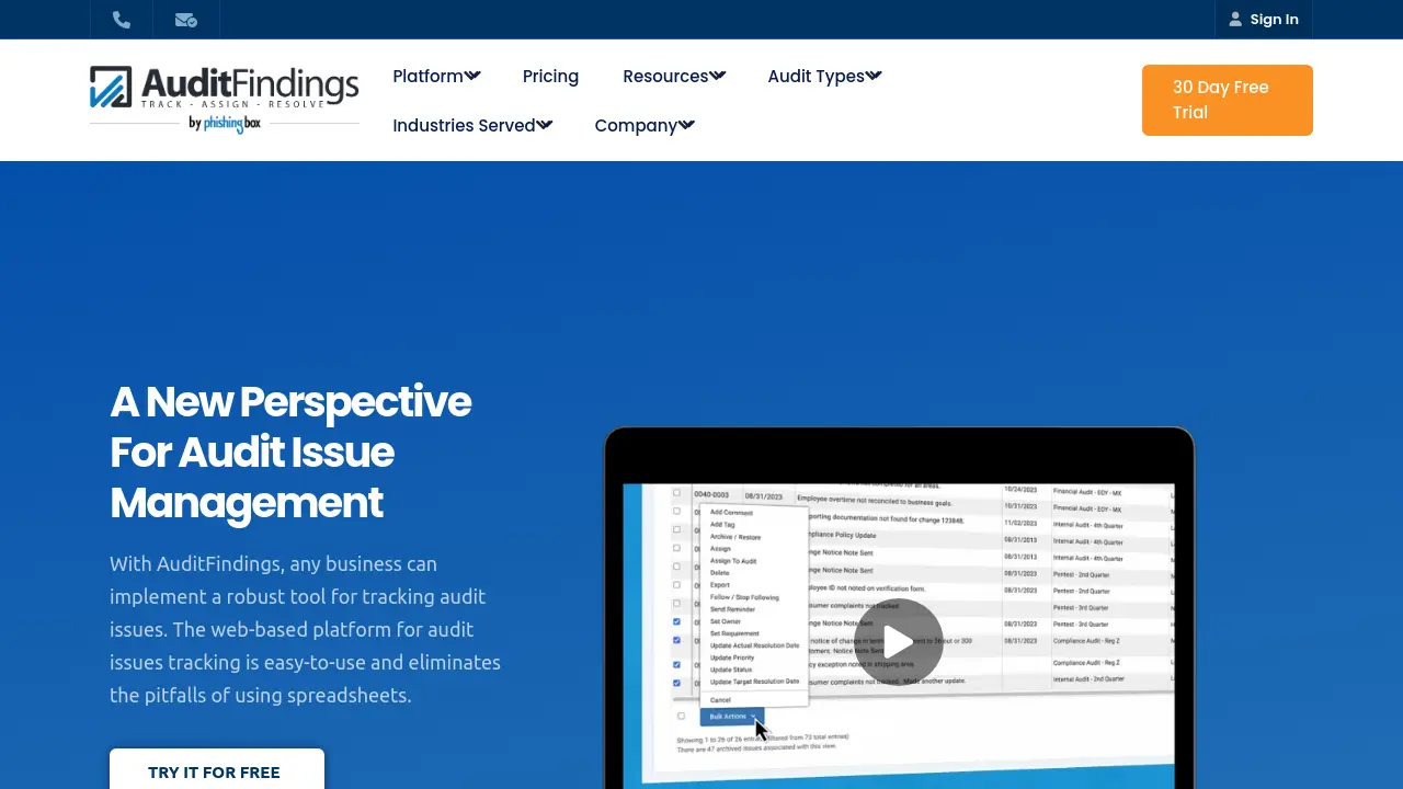 AuditFindings - A robust web-based platform for tracking and managing ...