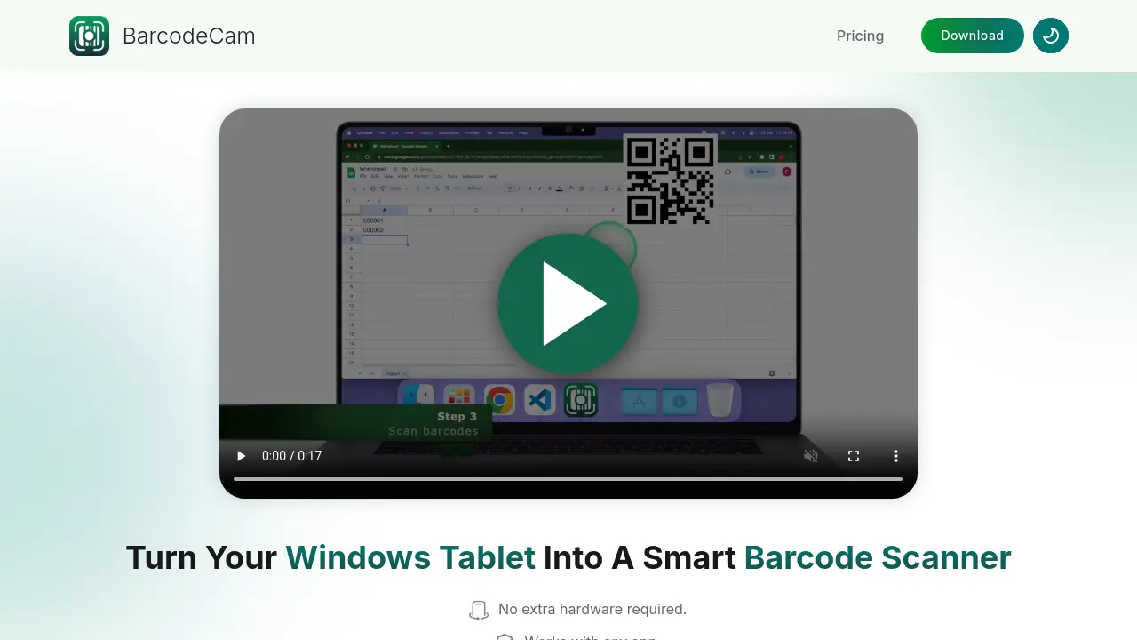 BarcodeCam - Turn Your Windows Tablet Into A Smart Barcode Scanner