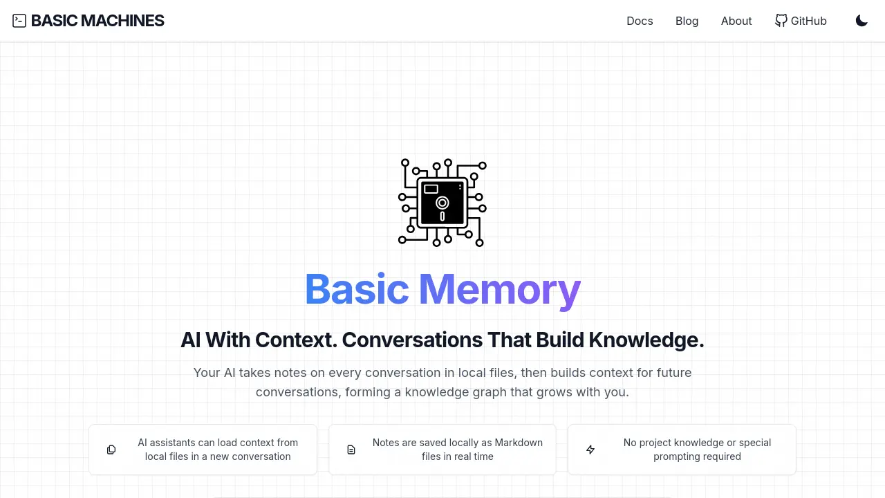 Basic Memory - AI With Context. Conversations That Build Knowledge.