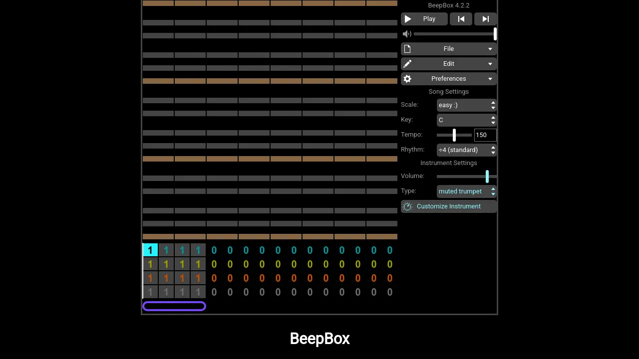 BeepBox - Sketch and share instrumental music online with ease.