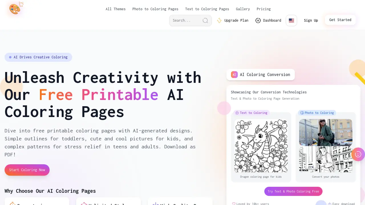 Best Coloring Pages AI - AI-Powered Printable Coloring Page Generator