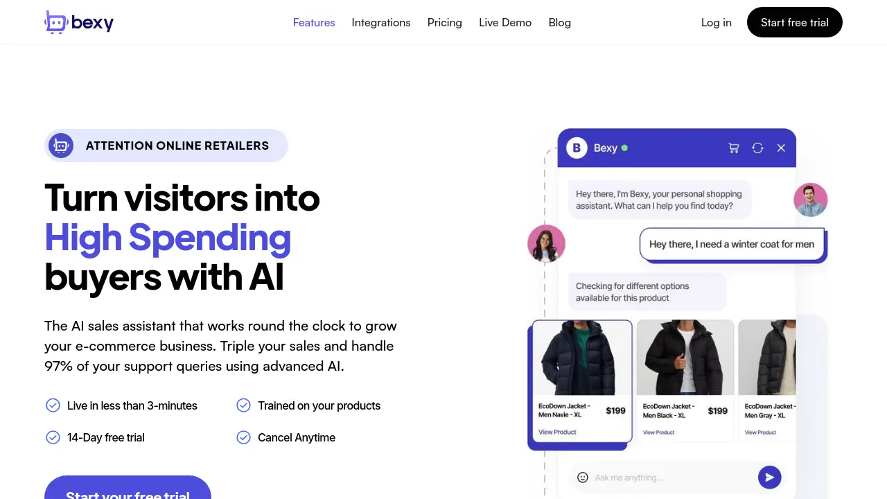Bexy - Turn visitors into High Spending buyers with AI