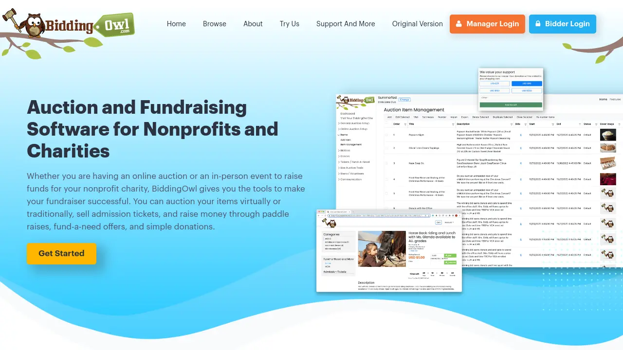 BiddingOwl - Comprehensive Auction and Fundraising Software for Nonprofits