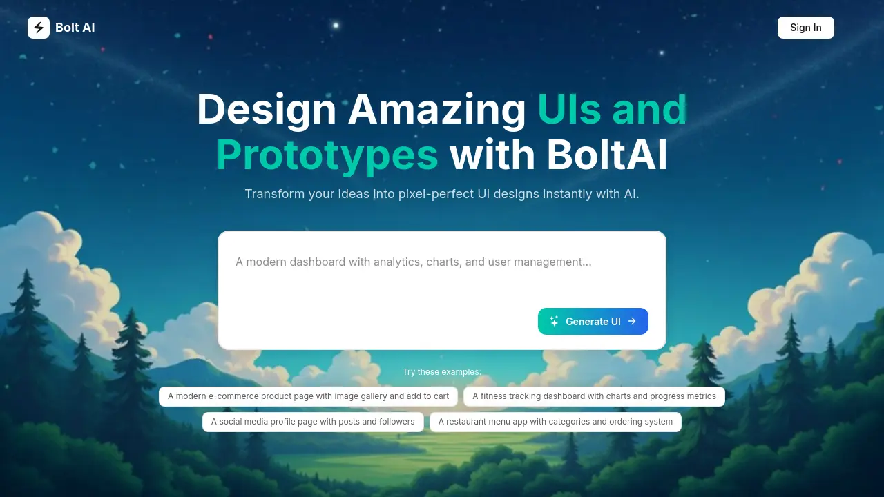 Bolt AI - Transform Your Ideas into Pixel-Perfect UI Designs Instantly ...