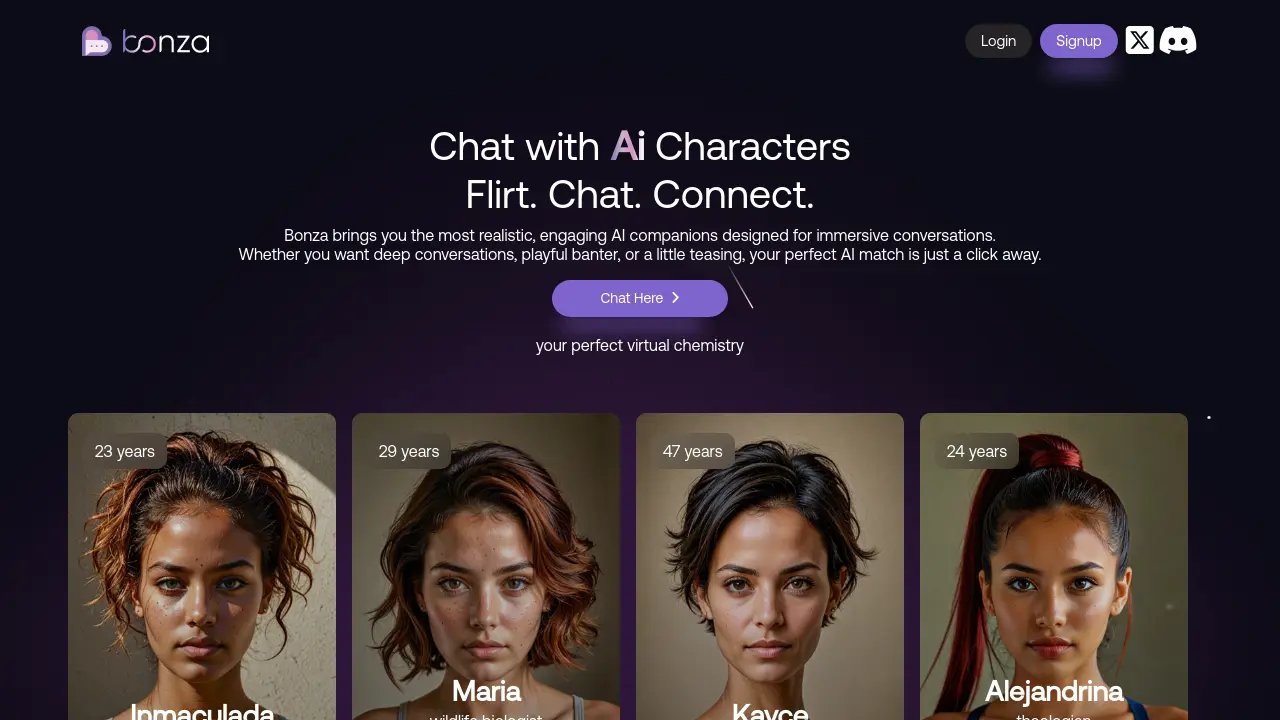 Bonza.Chat - Create and chat with AI characters and generate images.