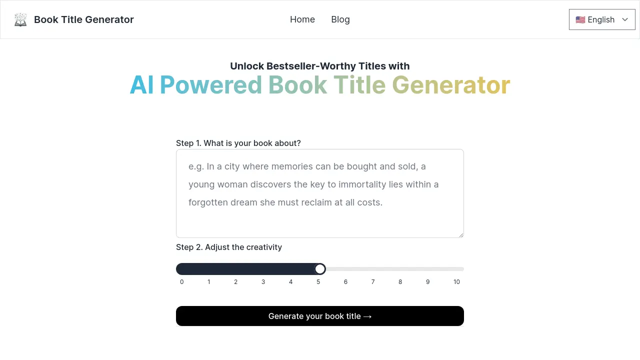 Book Title Generator - Unlock Bestseller-Worthy Titles with AI Powered ...