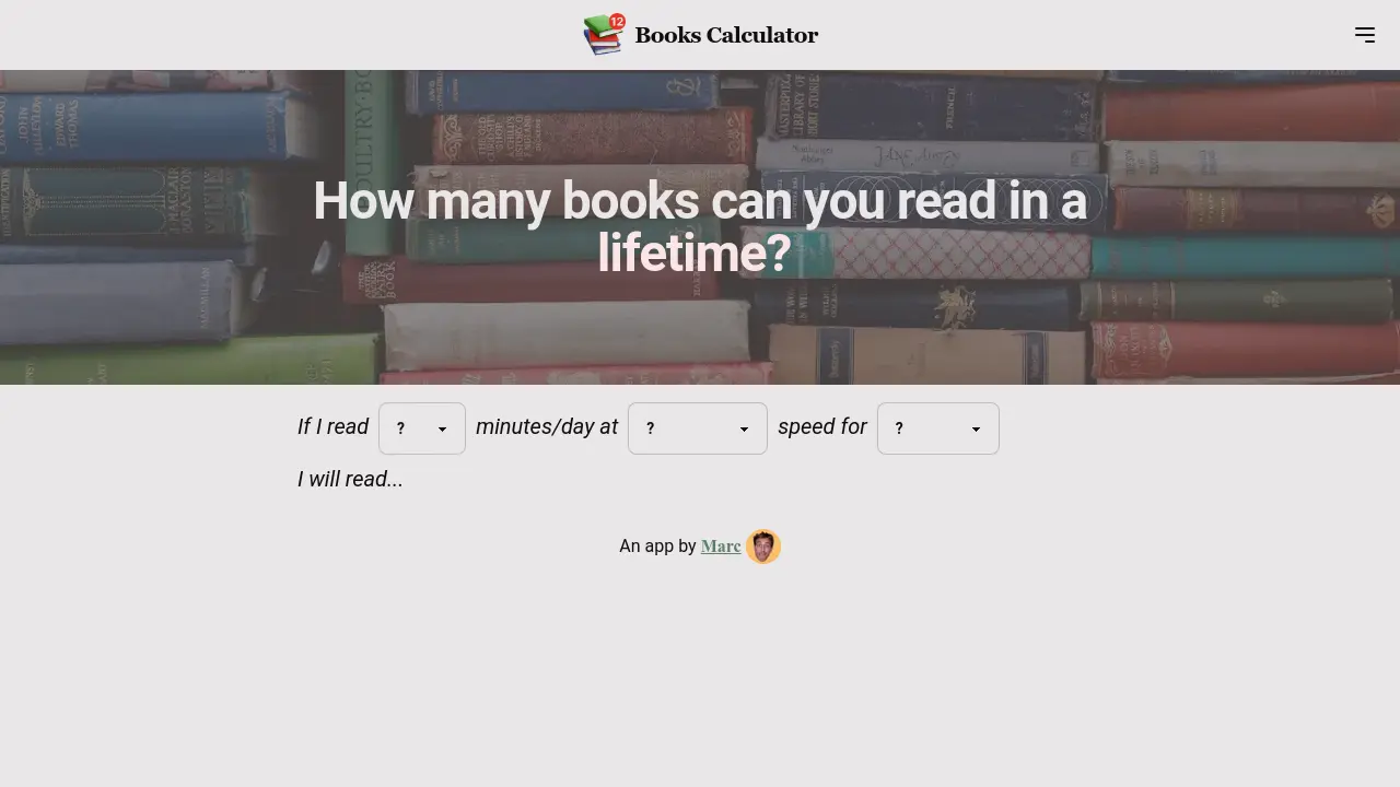 Books Calculator - Calculate reading time and set achievable reading goals