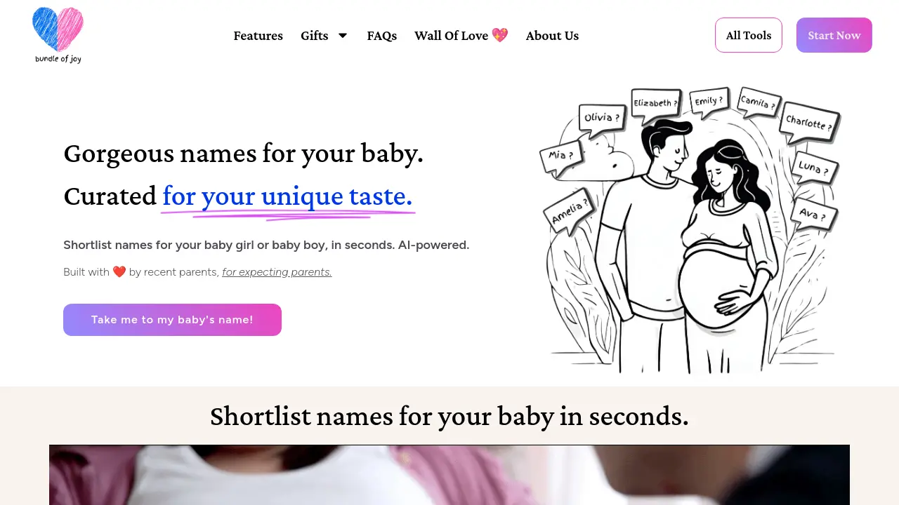 Bundle of Joy - Gorgeous names for your baby, curated for your unique taste
