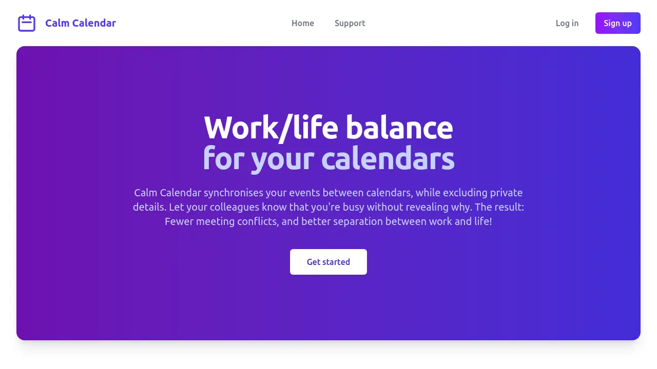 Calm Calendar - Work/life balance for your calendars