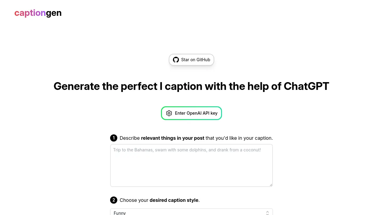 captiongen - Generate the Perfect Caption with ChatGPT
