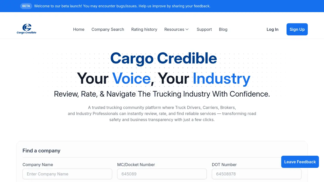 Cargo Credible - Empowering Transparency in the Trucking Industry