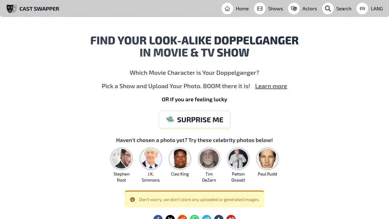 Cast Swapper - Find Your Movie & TV Show Doppelganger