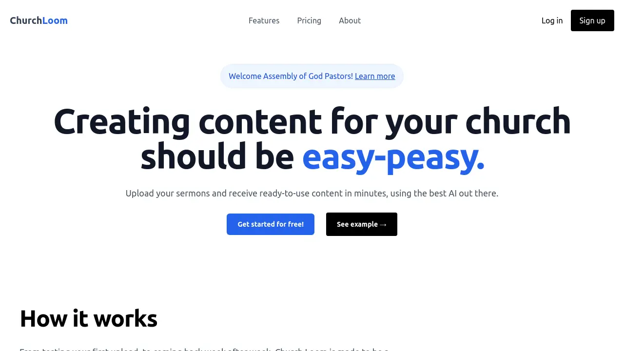 ChurchLoom - Transform Sermons into Engaging Content Effortlessly