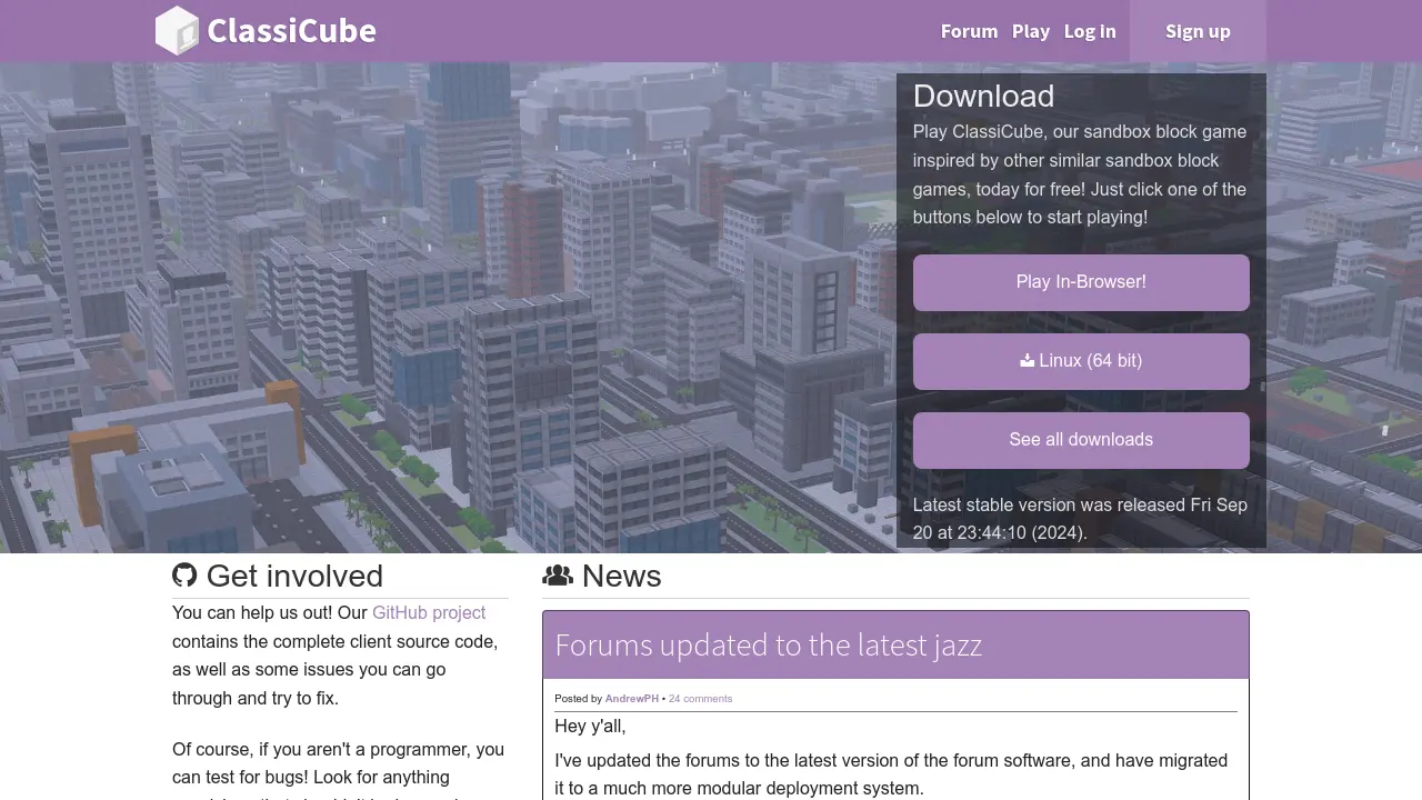 ClassiCube - A free sandbox block game with multiplayer and creative ...