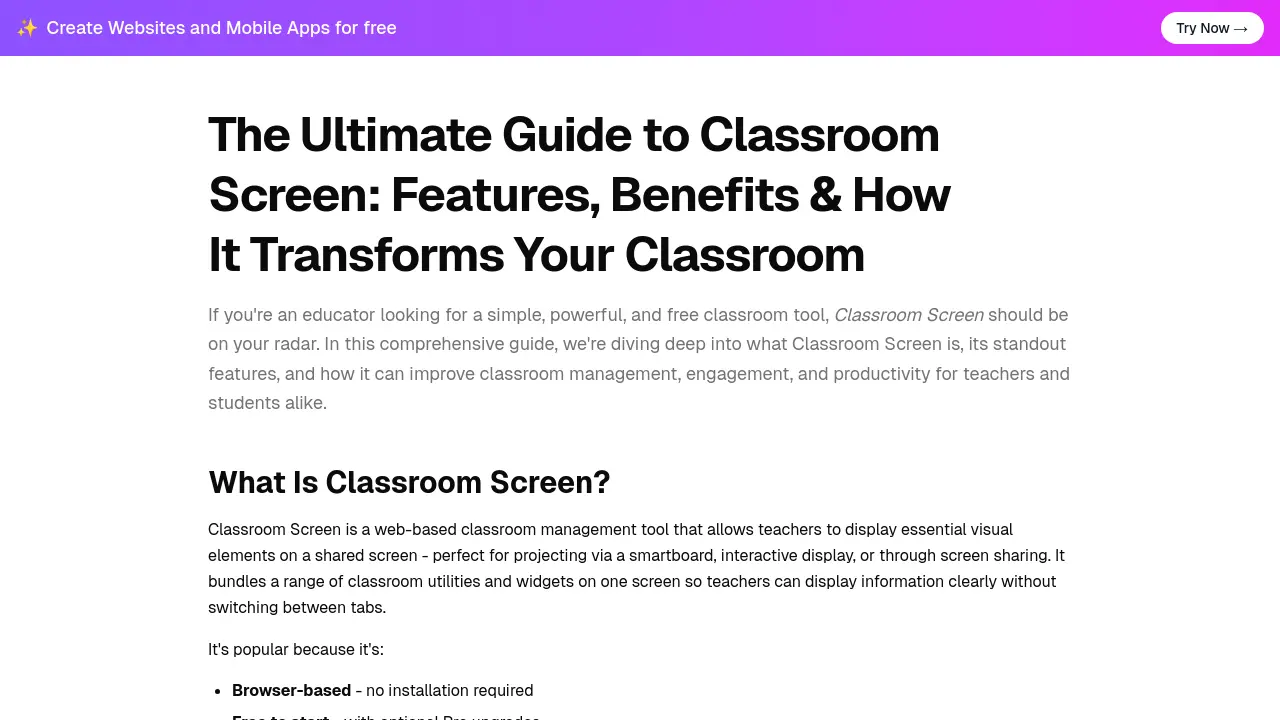 Classroom Screen - The All-in-One Visual Classroom Management Tool for ...