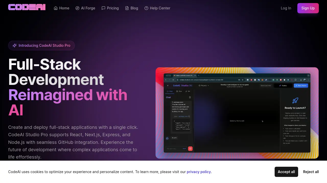 CodeAI Studio Pro - Full-Stack Development Reimagined with AI
