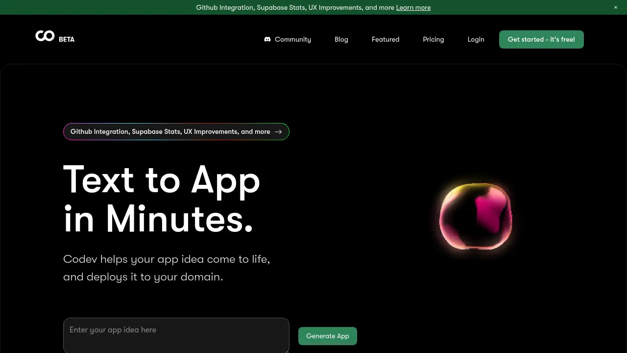 Codev - Text to App in Minutes.