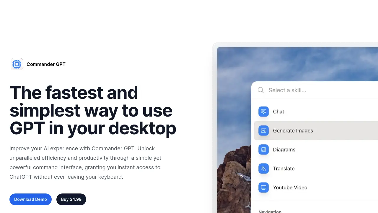 Commander GPT - The Fastest and Simplest Way to Use GPT on Your Desktop