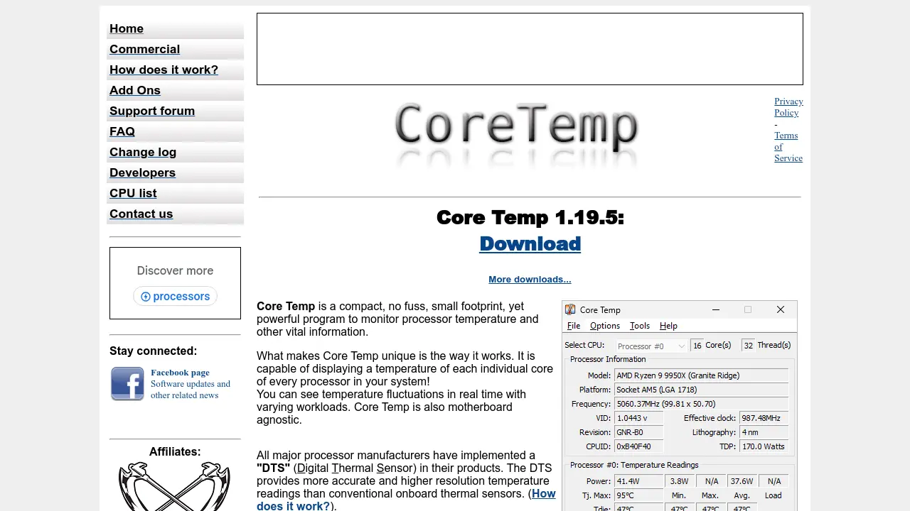 Core Temp - Monitor CPU temperature and performance in real-time