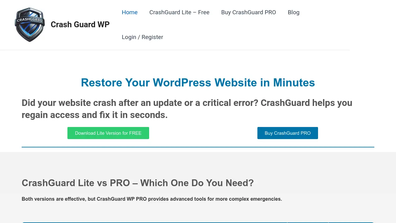CrashGuard WP - Instant WordPress Recovery from Critical Errors
