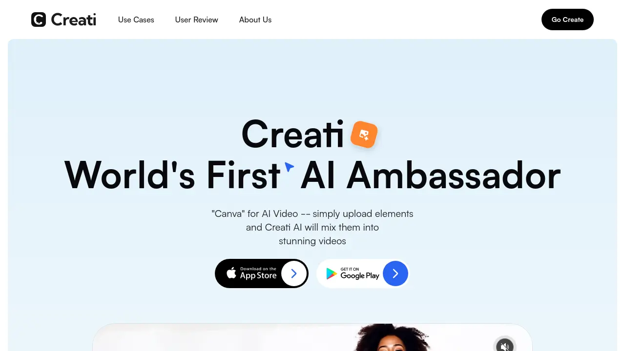 Creati AI - World's First AI Ambassador - "Canva" for AI Video