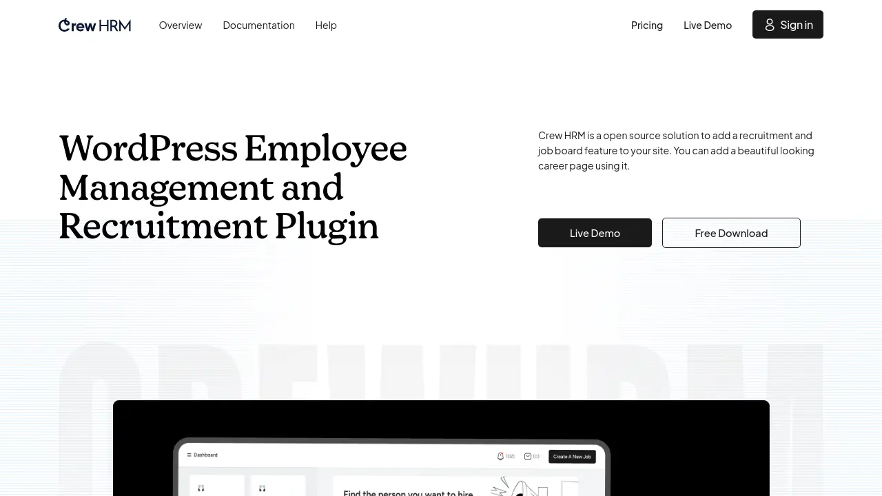 Crew HRM - WordPress Employee Management and Recruitment Plugin