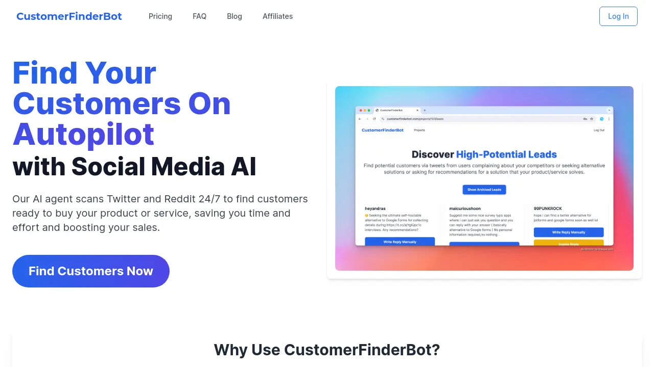 CustomerFinderBot - Find Your Customers On Autopilot with Social Media AI