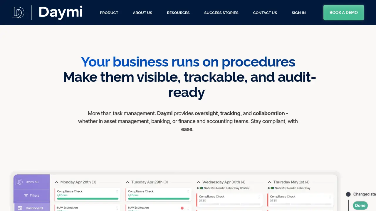 Daymi - Make business procedures visible, trackable, and audit-ready