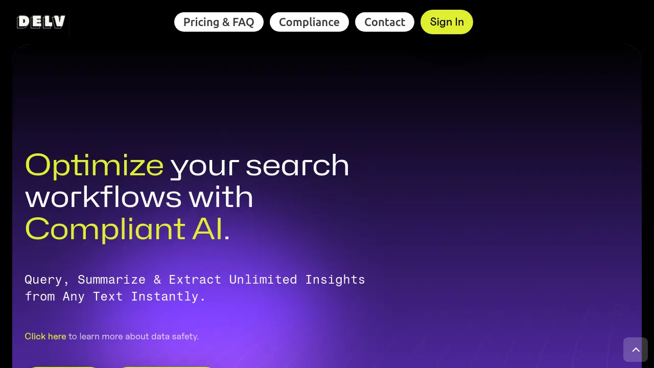 Delv AI - Optimize your search workflows with Compliant AI.