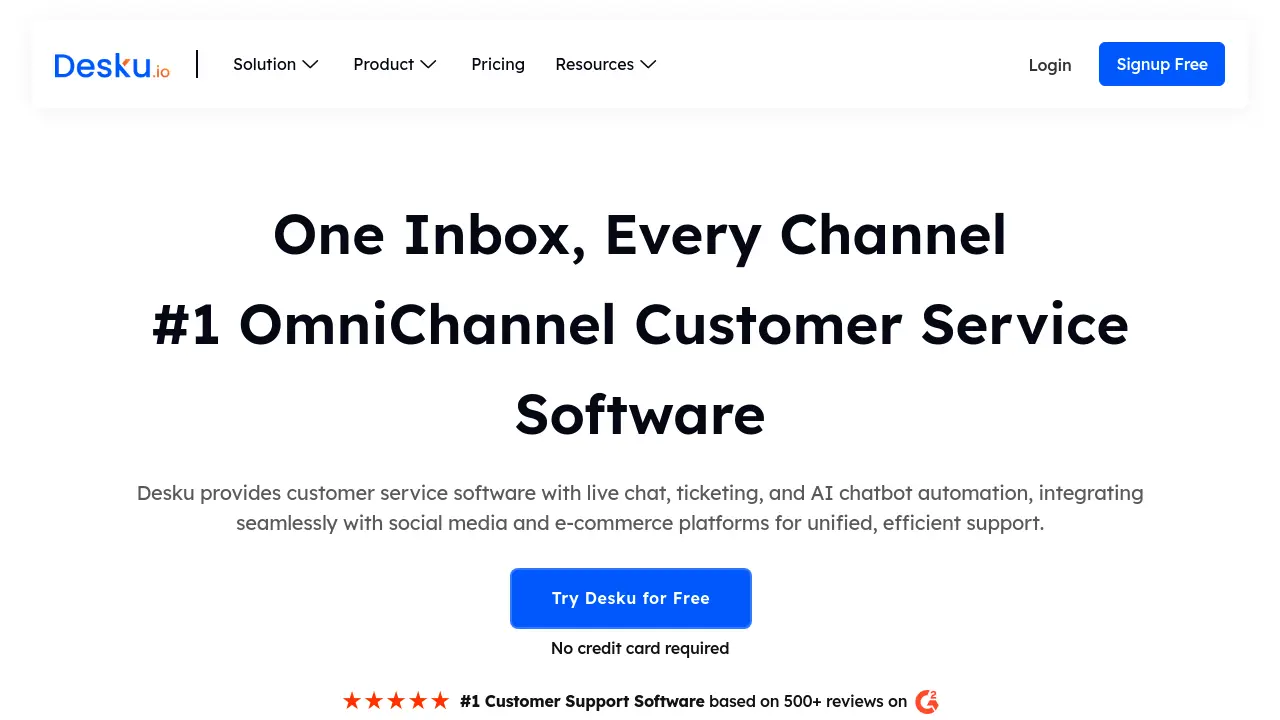 Desku - One Inbox, Every Channel #1 OmniChannel Customer Service Software