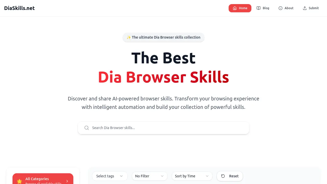 DiaSkills.net - Discover and Share AI-Powered Browser Skills