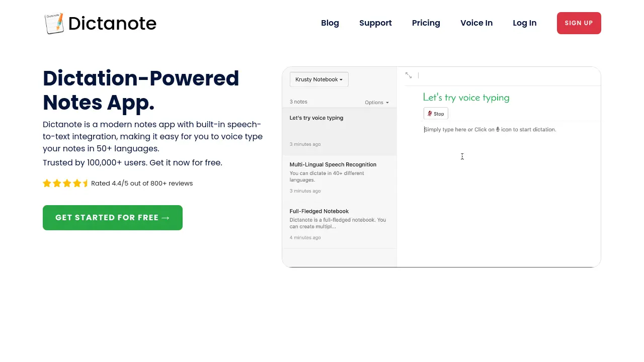 Dictanote - Dictation-Powered Notes App.