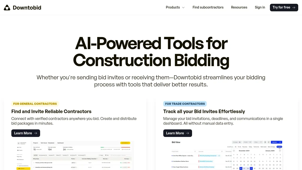 Downtobid - AI-Powered Tools for Construction Bidding