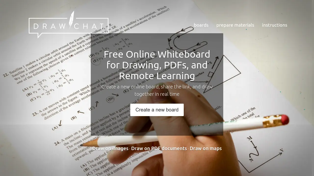 Draw.Chat - Free Online Whiteboard for Drawing, PDFs, and Remote Learning