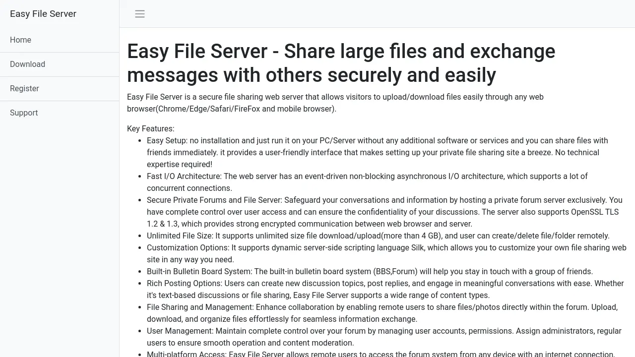 Easy File Server - Secure, Easy-to-Use File Sharing and Private Forums