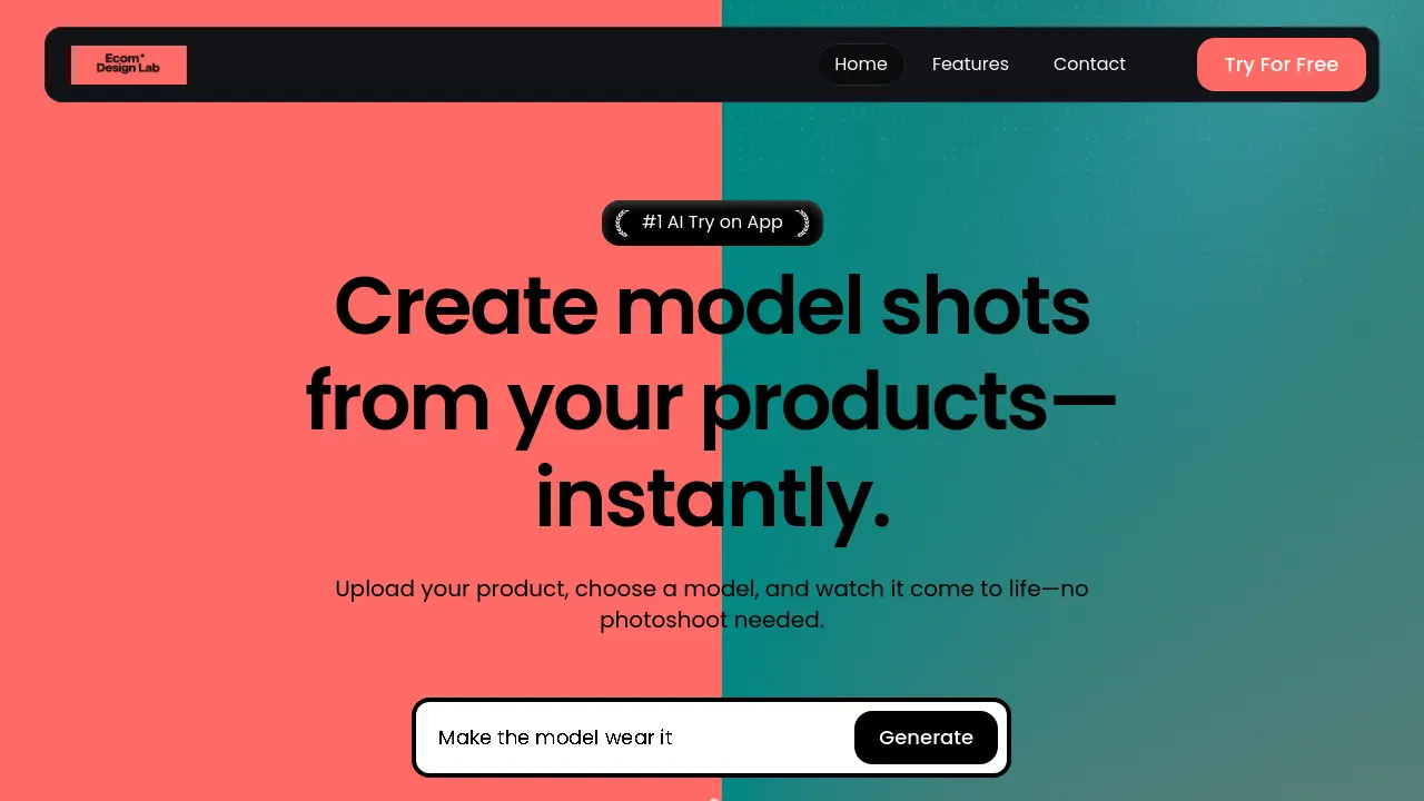 Ecom Design Lab - Create model shots from your products—instantly.