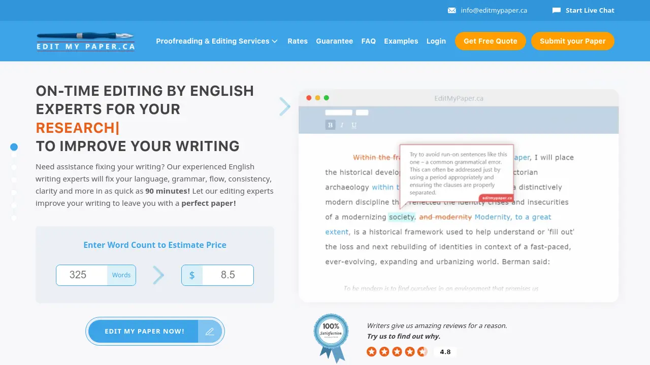Edit My Paper - On-Time Editing by English Experts for Your Academic Essays