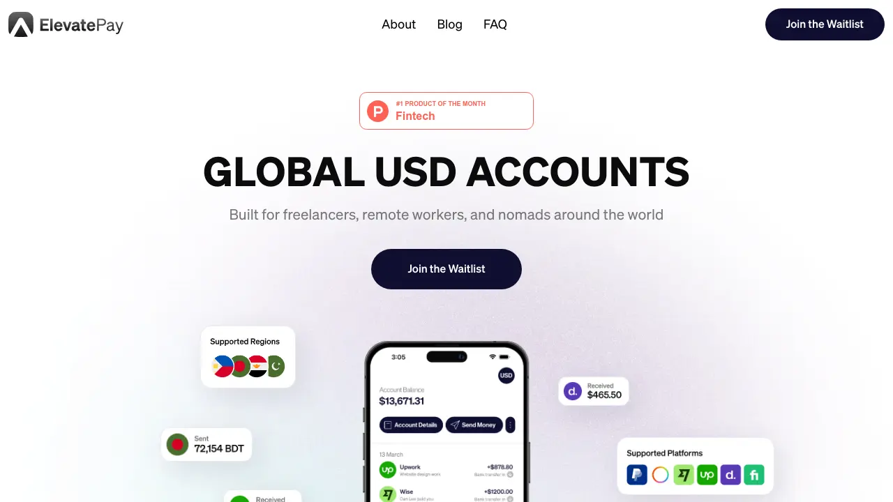 Elevate Pay - Global USD Accounts for Freelancers and Remote Workers