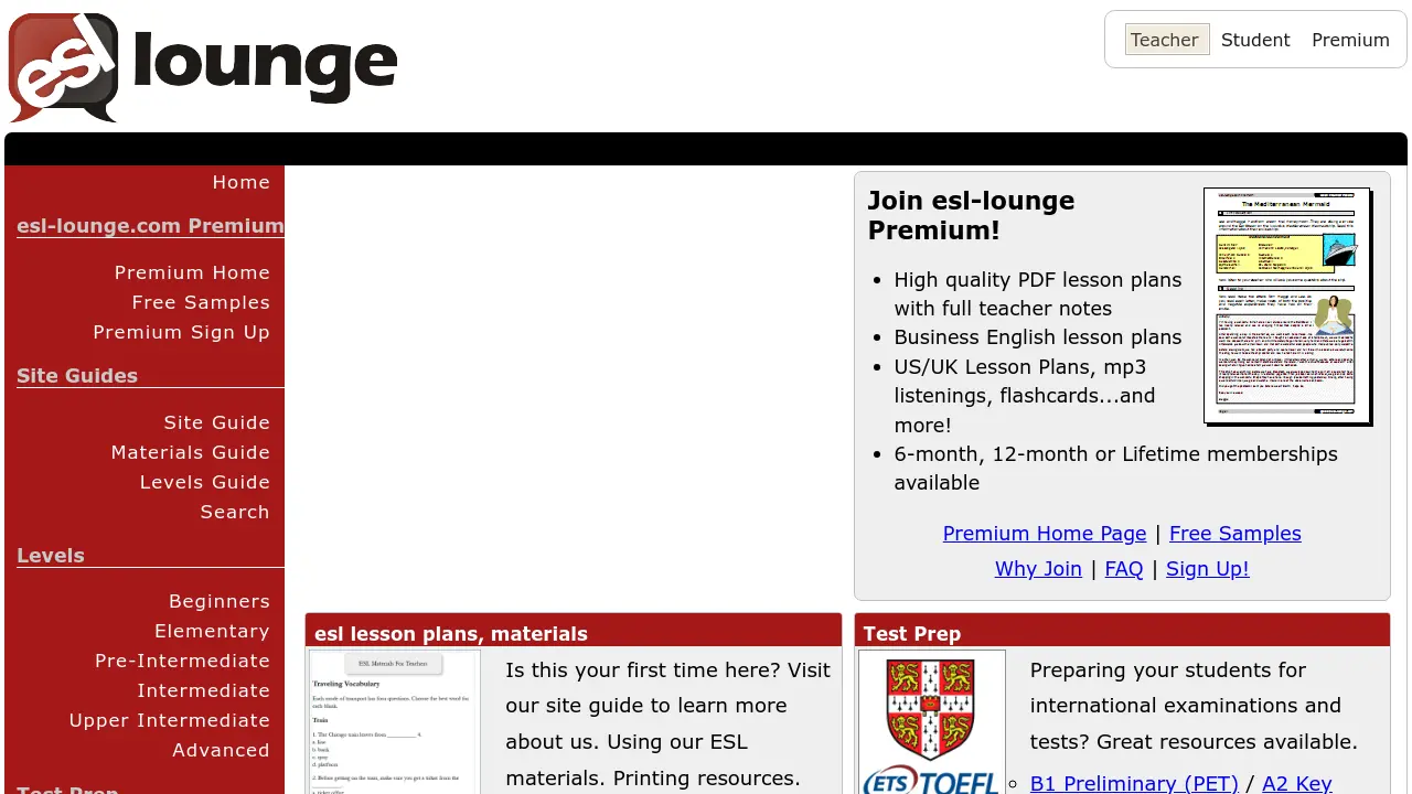 ESL Lounge - Comprehensive ESL lesson plans and teaching resources for ...